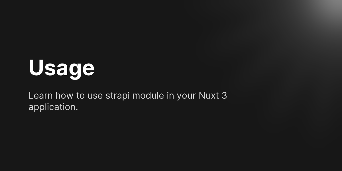 Usage - Nuxt Strapi